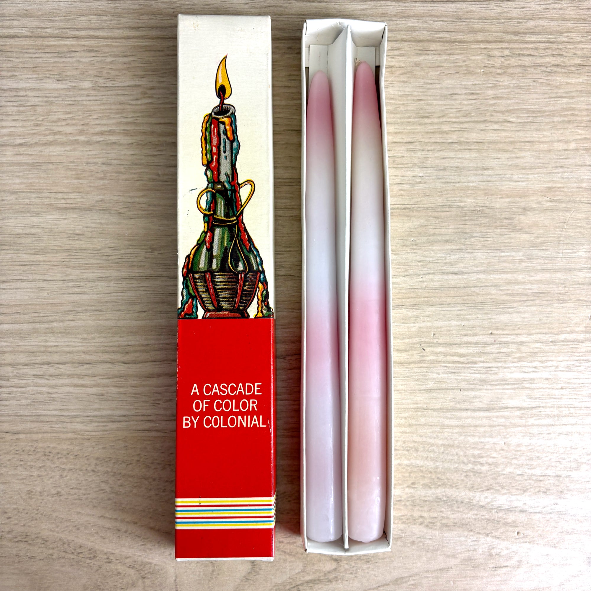 Vintage Colonial Candle color drip candles - 1970s pair new in box ...