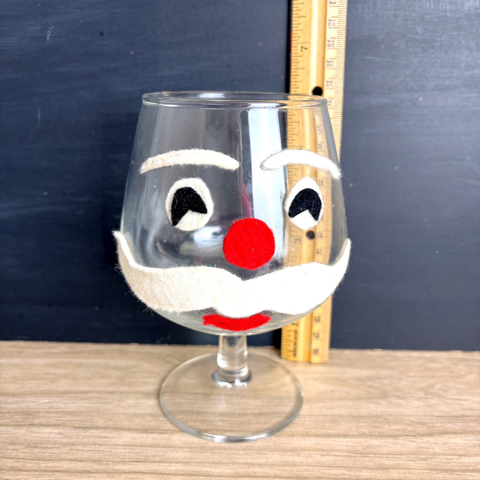Vintage 1960s Santa brandy snifter craft – felt face candy dish – retr ...