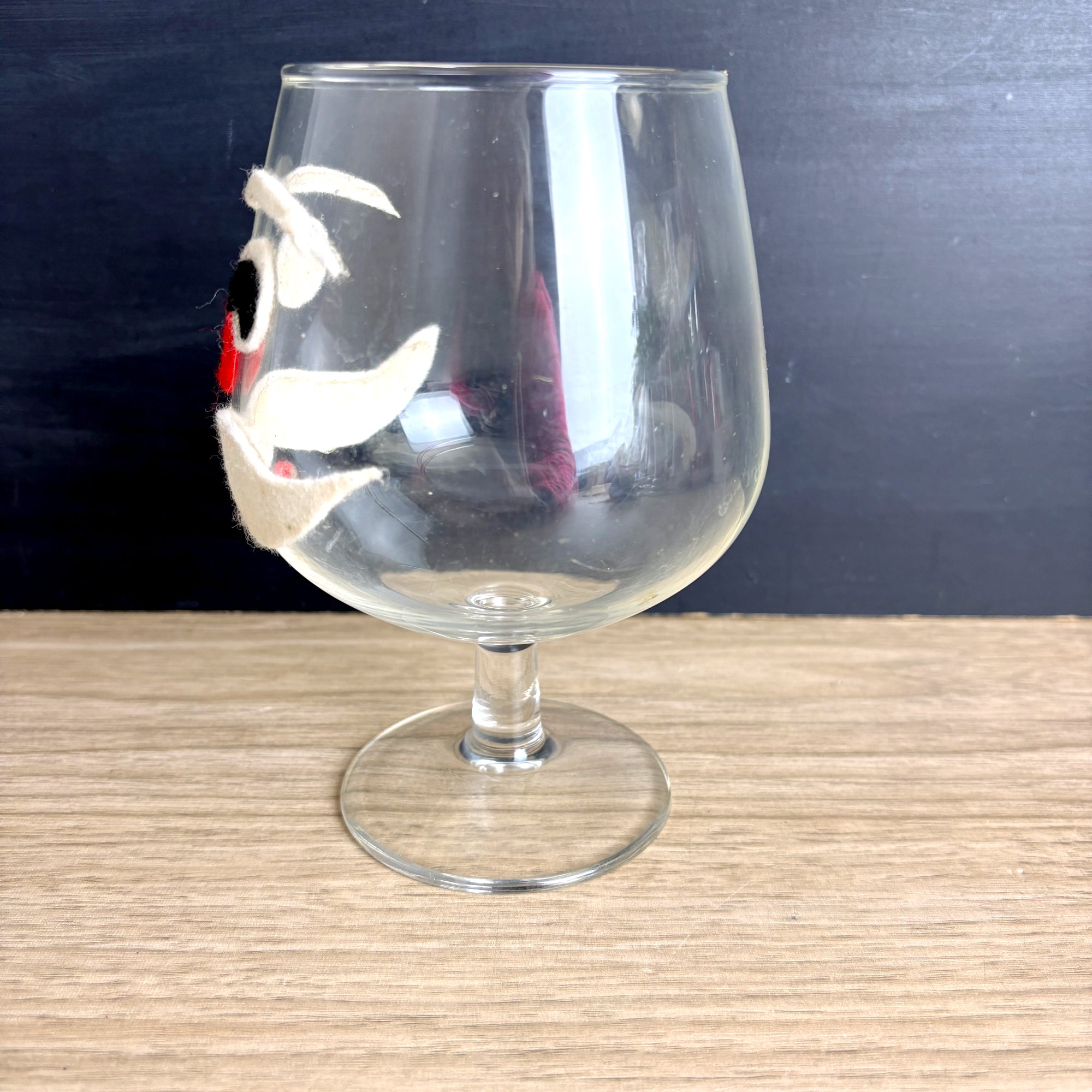 Vintage 1960s Santa brandy snifter craft – felt face candy dish – retr ...