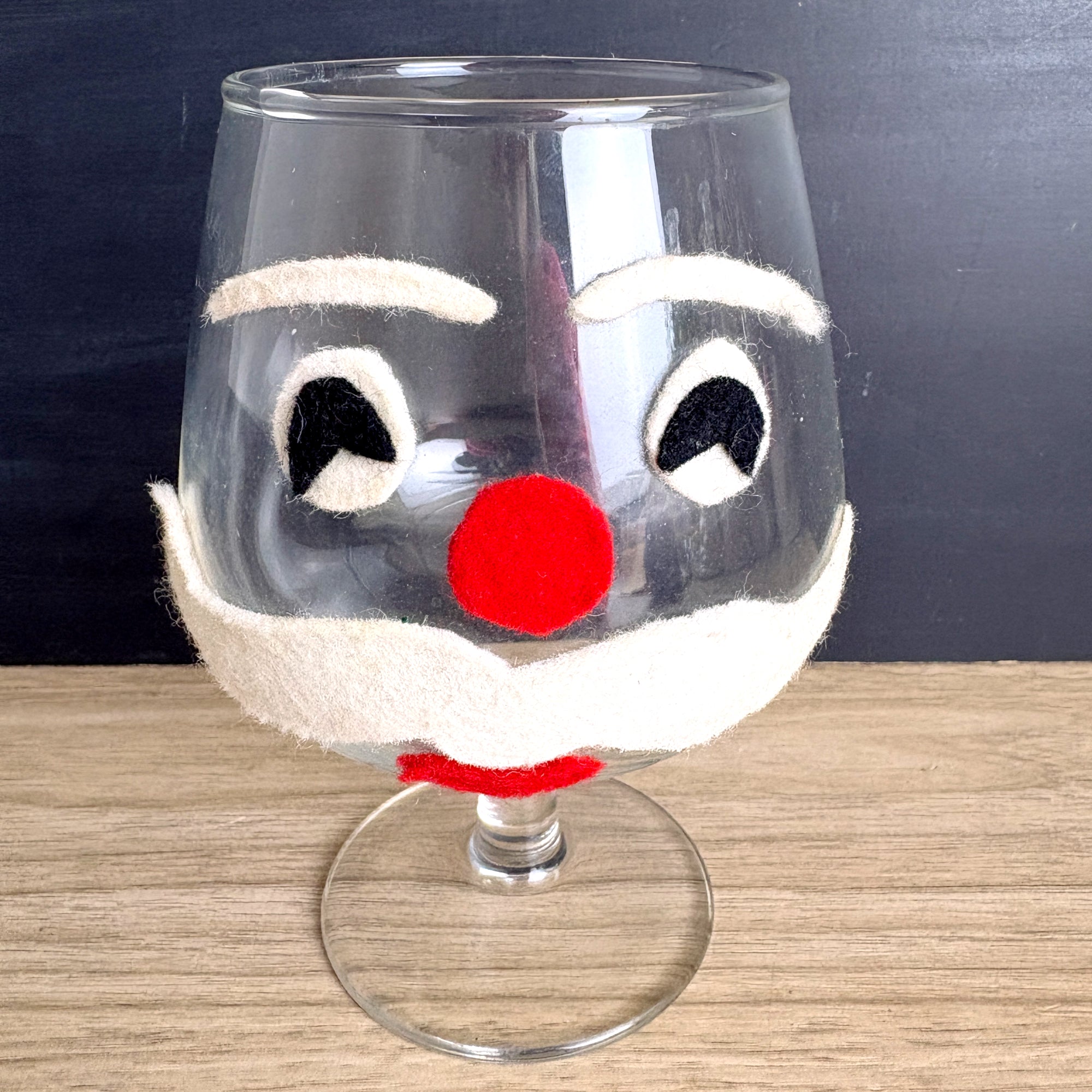 Vintage 1960s Santa brandy snifter craft – felt face candy dish – retr ...