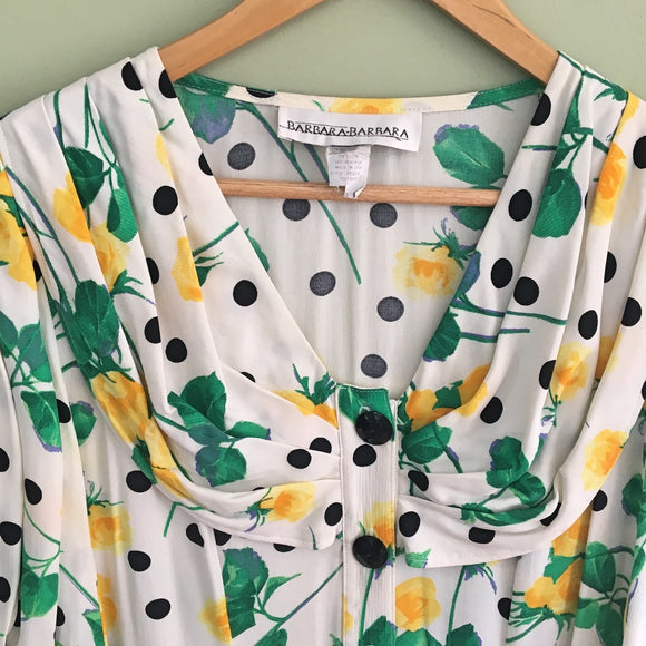 Barbara Barbara floral print dress - size s-m - 1980s vintage ...